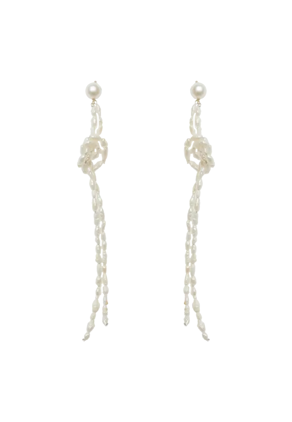 LAVANI JEWELS White / Gold Hebe Pearls Earrings - White/gold