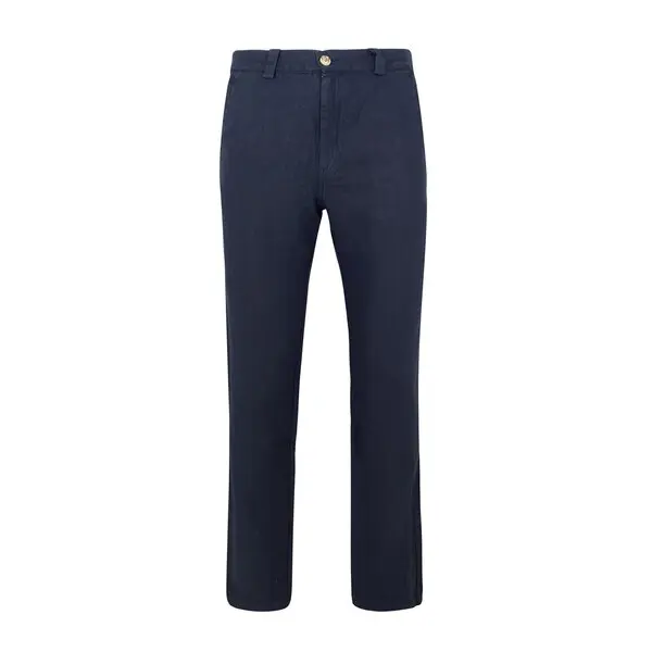 Haris Cotton Linen Pants With Back Cargo Pockets Marine - Blue