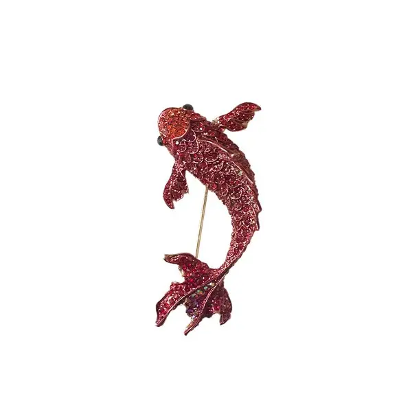 CHANEL JOAN ELKAYAM Large Koi Fish Crystal Brooch - Red