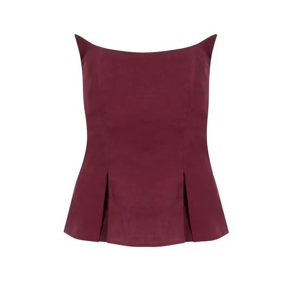 GUNDA HAFNER LTD Burgundy Linen Corset - Red