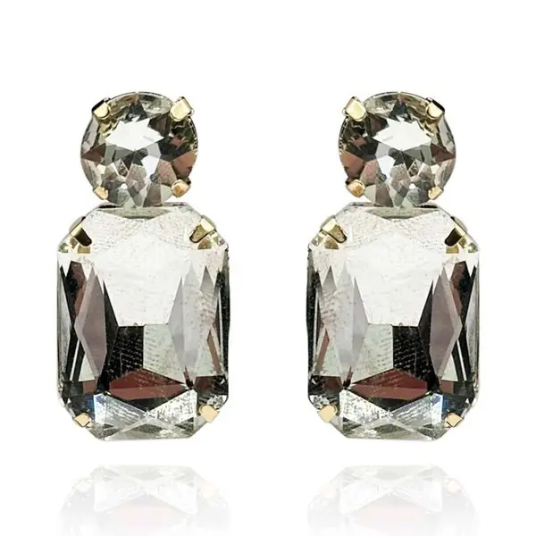MICHAEL NASH JEWELRY White / Silver Adelle Crystal Octagon And Crystal Round Stone Drop Earrings - White/silver