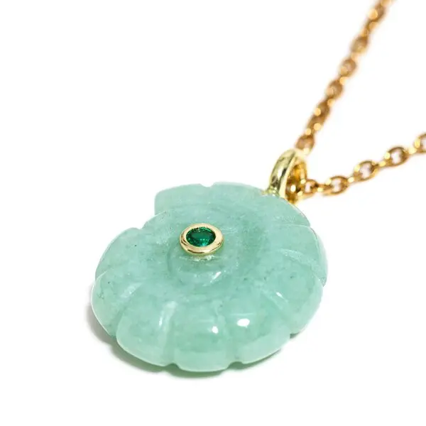 KYBELE STUDIO Aventurine Shell Pendant Necklace - Green