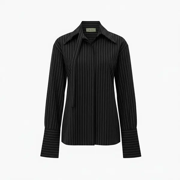 LOLAM Olsen Shirt With White Lines - Black