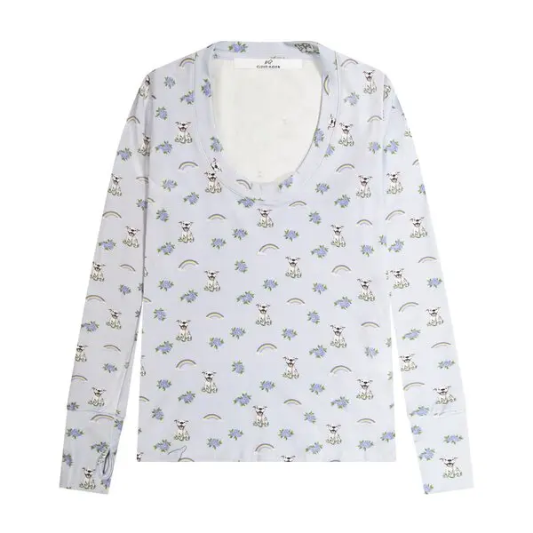 CLOUD HAVEN Long Sleeve Scoop Neck Tee In Sky - Blue