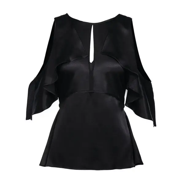 MODALLICA Venus Cold Shoulder Gots Certified Peace Silk Top