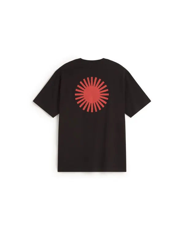 THINKING MU Aaron Red Back Sun T-shirt - Black