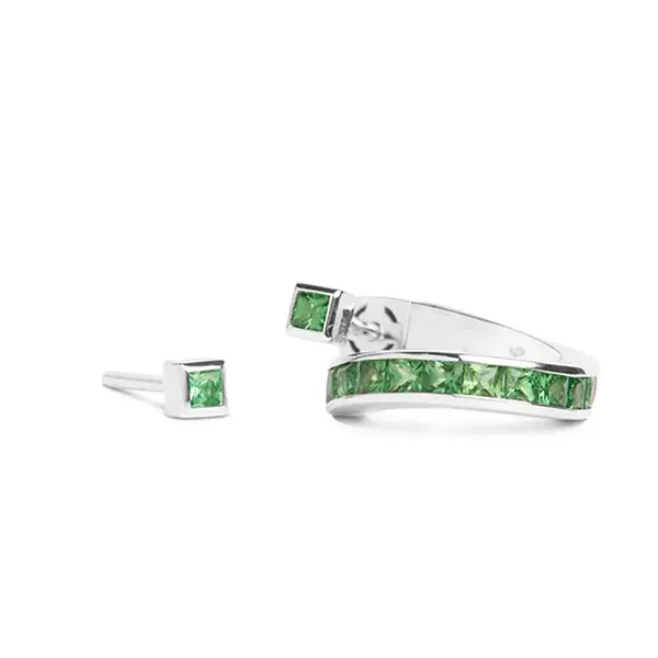 KASUN LONDON Vortex Tsavorite Earrings – Silver - Gray