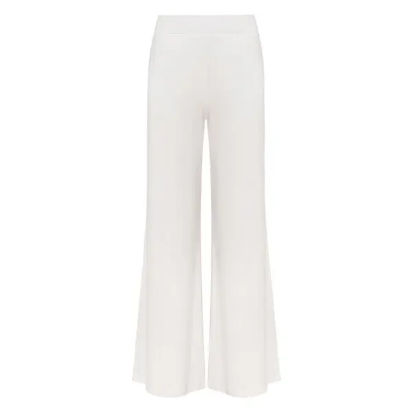 MANDRAGORA Neutrals / Ecru Knit Pants With A Straight Leg And High Waist Made Of Viscose – Ivy - White