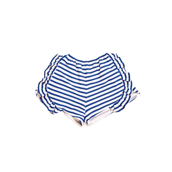 IOANA CIOLACU Blue / White Striped Peony Shorts - Blue/white