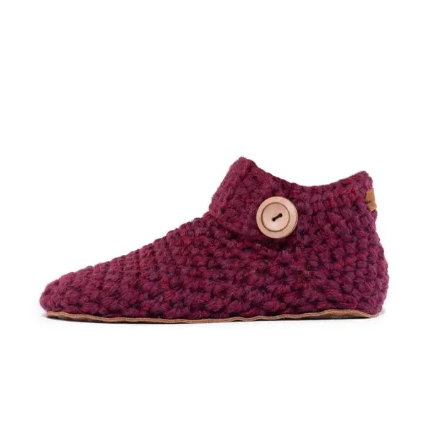 KINGDOM OF WOW Cozy Ankle Boot Wool Slippers For & In Mulberry - Red