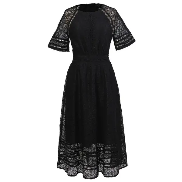 SMART AND JOY All-lace Flared Dress And Trims - Black
