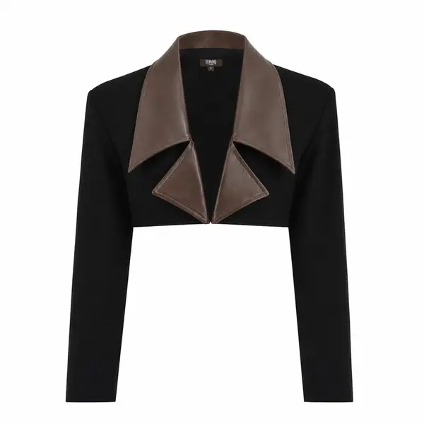 LUROQ LONDON Black / Brown Cropped Frame Blazer - Black/brown