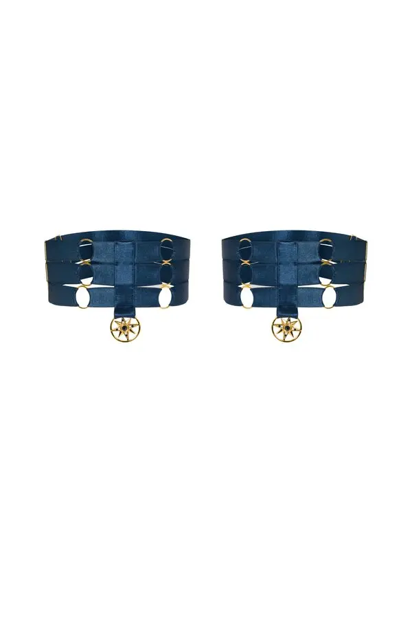 EMPRESS MIMI Gold / Blue Celeste Thigh Garters - Gold/blue