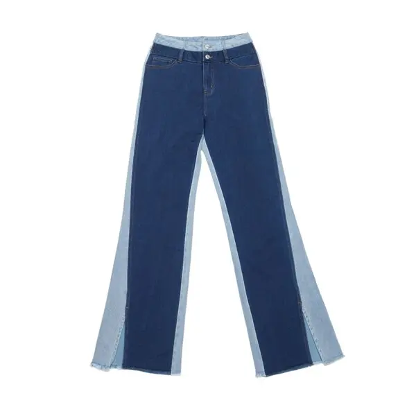 CIRCULAR PATH Loose Denim Wide Leg Pants Midnight -ice - Blue