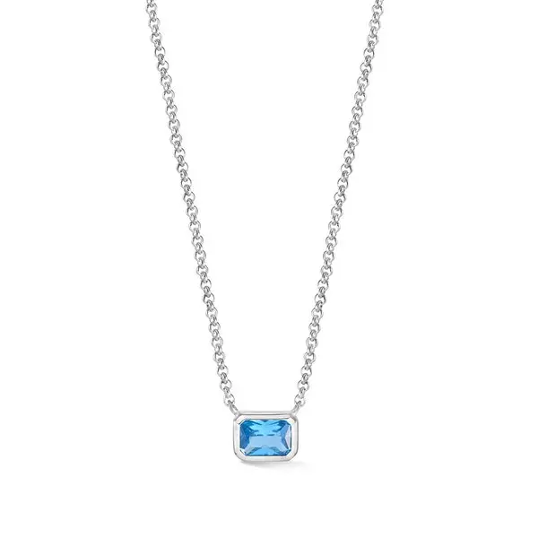 DOWER & HALL Silver / Blue Octagon Blue Topaz Tutti Frutti Necklace In Sterling Silver - Silver/blue