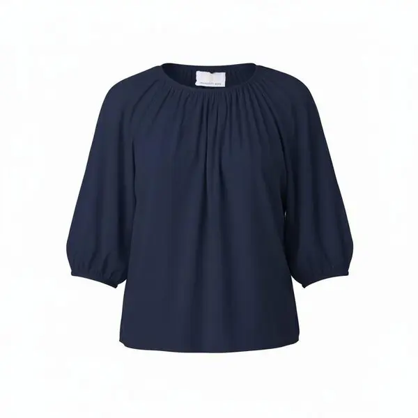 FRANCHETTI BOND Maddalena Puff Sleeve Shirt In Navy - Blue