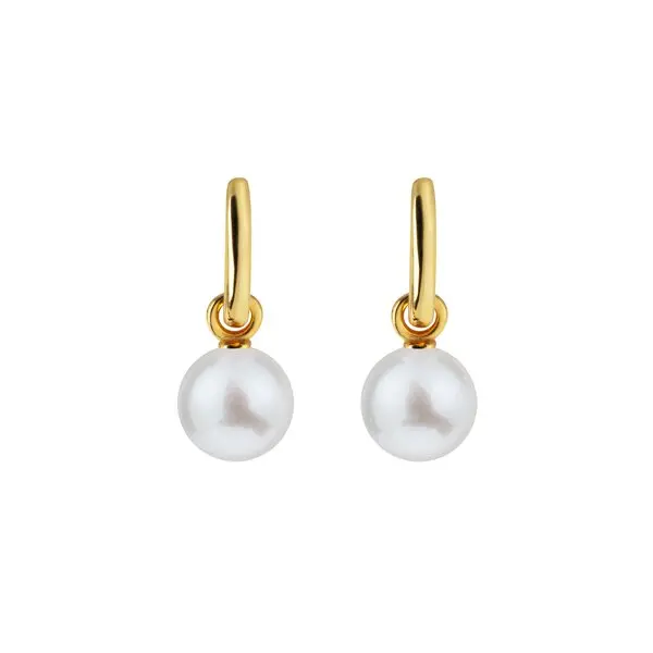 ORA PEARLS Gold / White Aetia Pearl Hoop Earrings Large Gold - Gold/white
