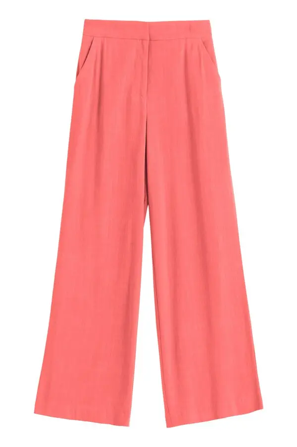LOUCHE Tilde Linen Mix Straight Leg Trouser Coral - Pink