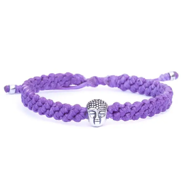 HARBOUR UK Great Buddha Silver Rope Bracelet Aqua - Purple
