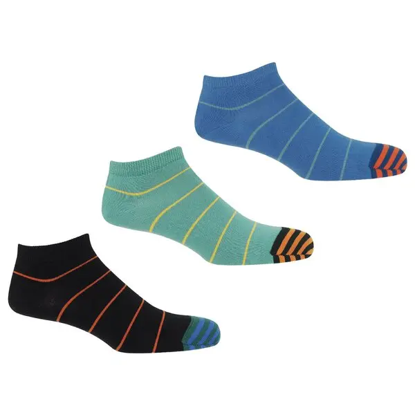 PEPER HAROW - MADE IN ENGLAND Thin Stripe Trainer Socks – Bundle - Black/blue