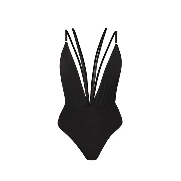 LIA ARAM Minimalist Double Strap Bodysuit - Black