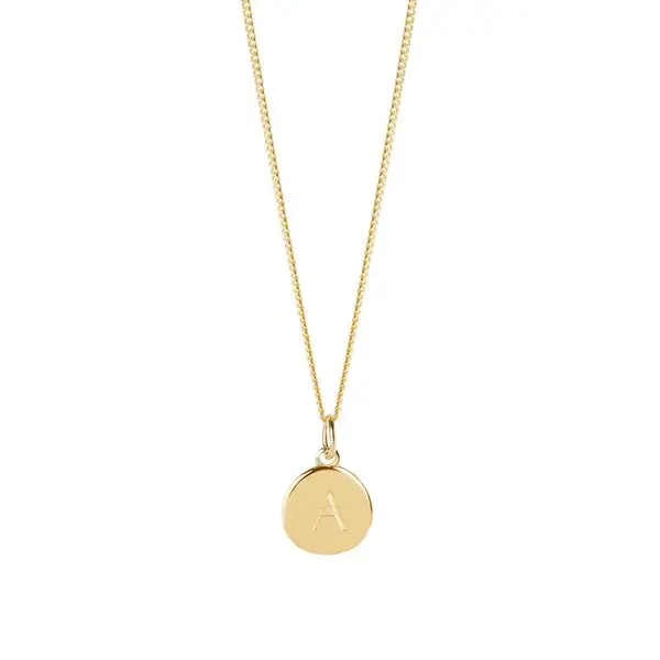 MURU Initial Disc Necklace With Curb Chain - Gold
