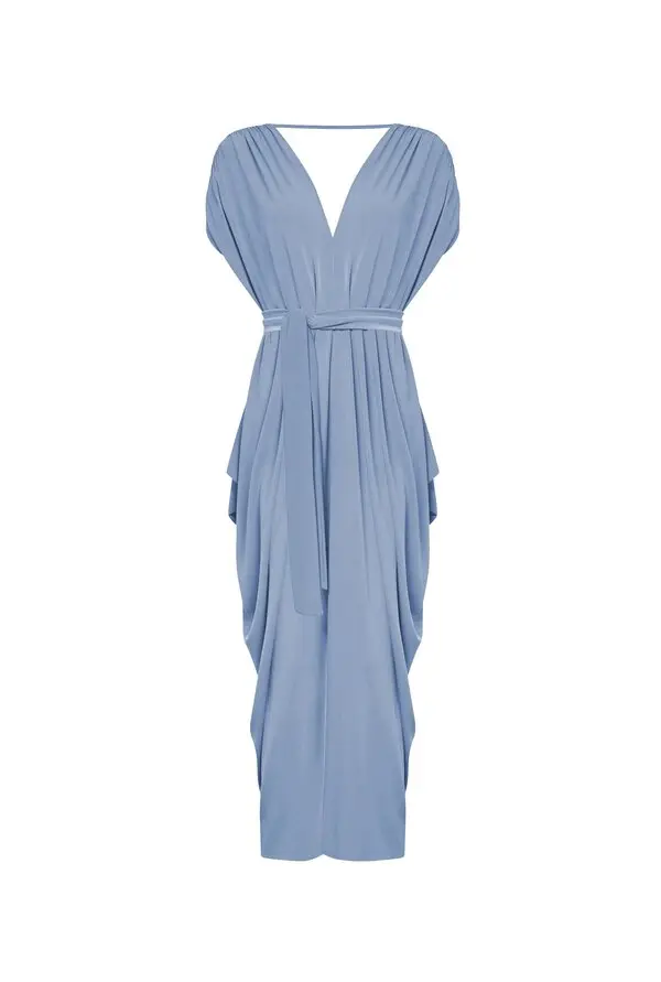JAMES LAKELAND Draped Open-back Midi Dress – Powder - Blue