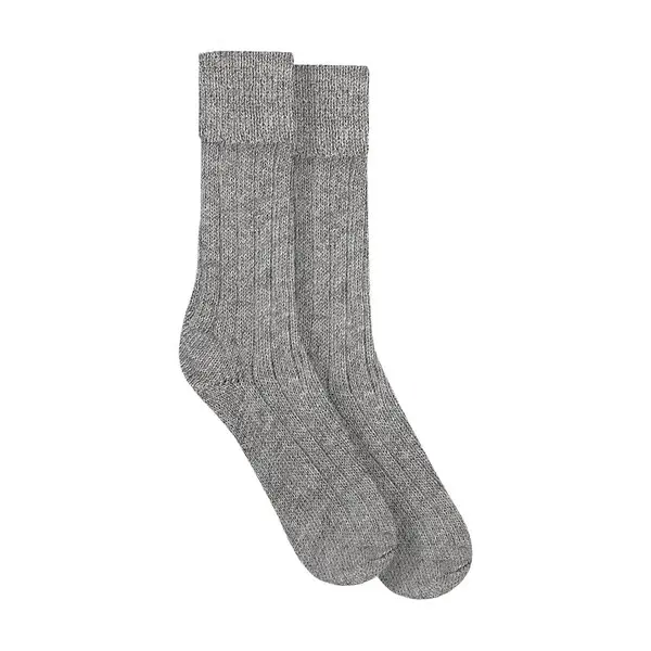 PAUL JAMES KNITWEAR Alpaca Kenilworth Lounge Socks Pearl - Grey