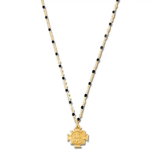 ELLIE VAIL JEWELRY Zayla Cross Pendant Enamel Beaded Necklace - Gold