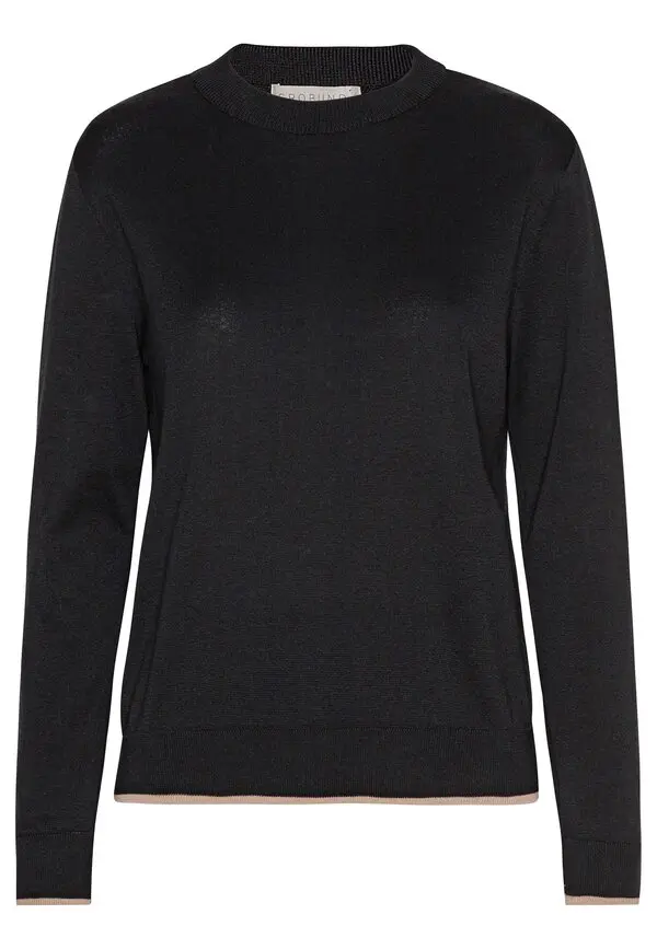 GROBUND Marie Knit Blouse The One In With Contrasting Border - Black