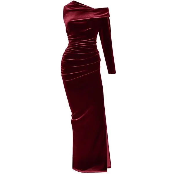 ME & THEE Oh My Love Burgundy Velvet Maxi Dress - Red
