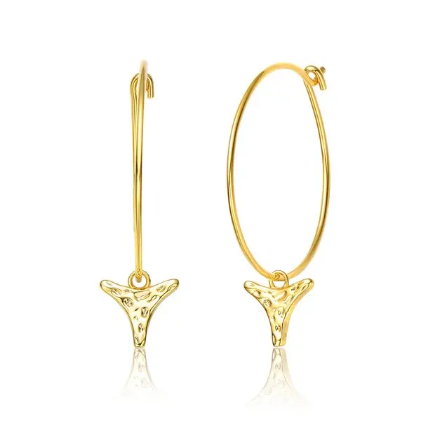 GENEVIVE Rachel Glauber Plated With Clear Cubic Zirconia Drop Hoop Earrings - Gold
