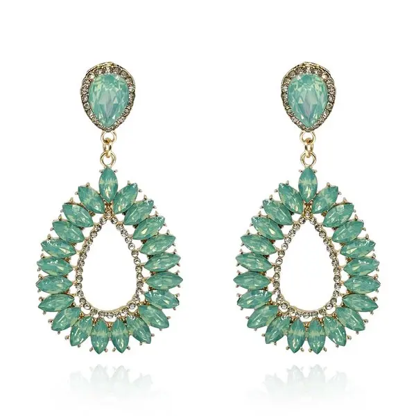 MICHAEL NASH JEWELRY Lorenza Aqua Navette Crystal Drop Earrings - Blue