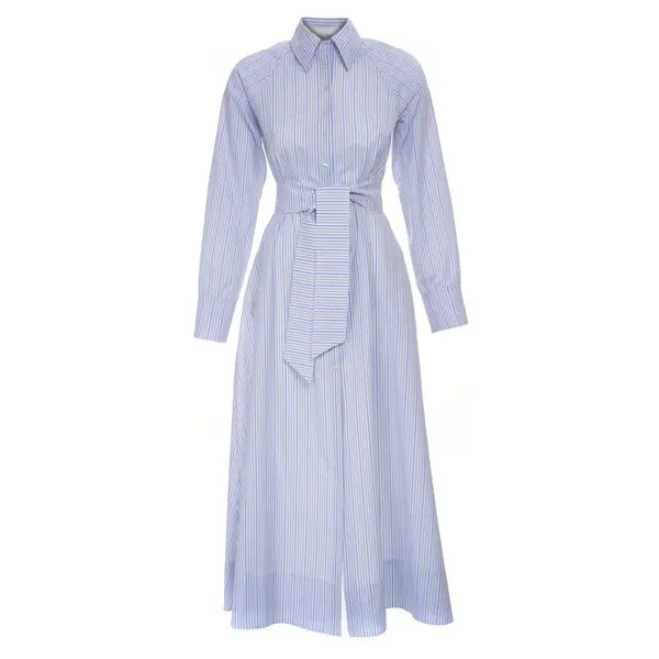 SOFIA TSERETELI Striped Cotton Shirt Dress - Blue/white