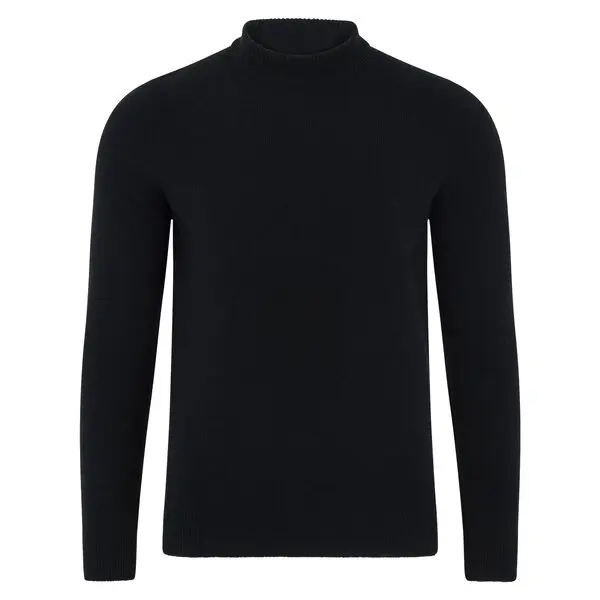 PAUL JAMES KNITWEAR Lambswool Arden Narrow Mock Turtle Neck Jumper - Black