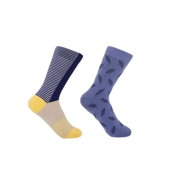 PEPER HAROW - MADE IN ENGLAND Buttercup Anne & Navy Leaf Socks 2 Pack - Blue