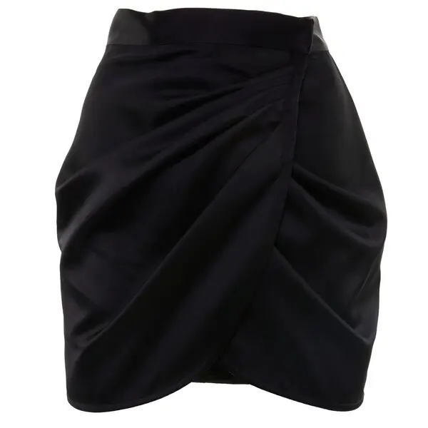 BRENDA AGRADI Wrap Evening Party Mini Skirt The Sculpture - Black