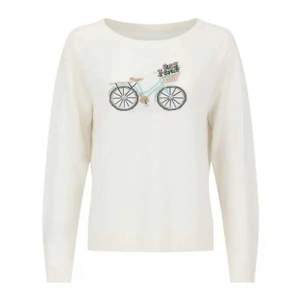 CATNIP AND SEAWEED Bicycle Cashmere Sweater - White
