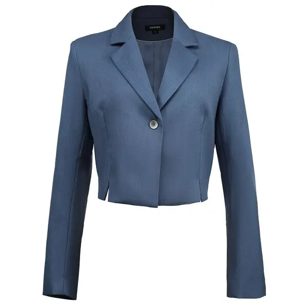 SMART AND JOY Crop Tailor Jacket - Blue