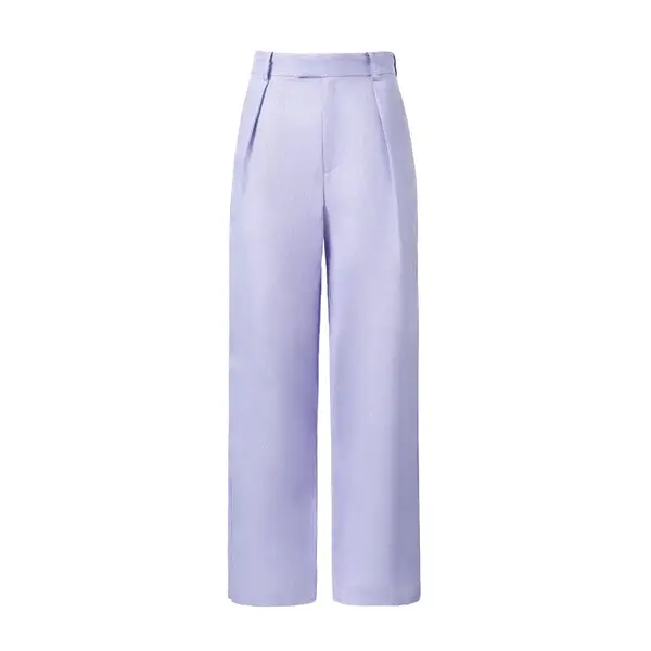 LITA COUTURE Wide-leg Trousers In Linen - Purple