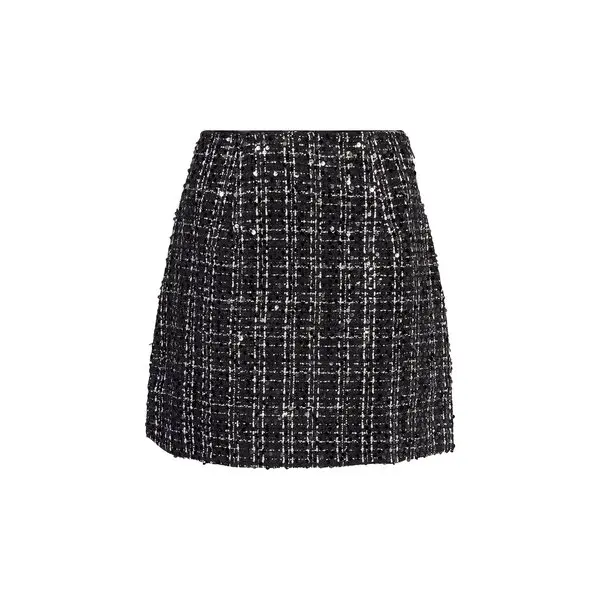 AMY LYNN Janette Sequin Tweed Mini Skirt - Black