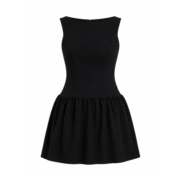 GIRL IN MIND Codi Boat Neck Low Back Mini Dress - Black