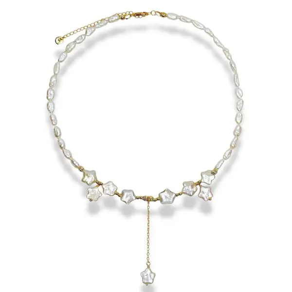 NINEMOO Shooting Star Pearl Necklace - White