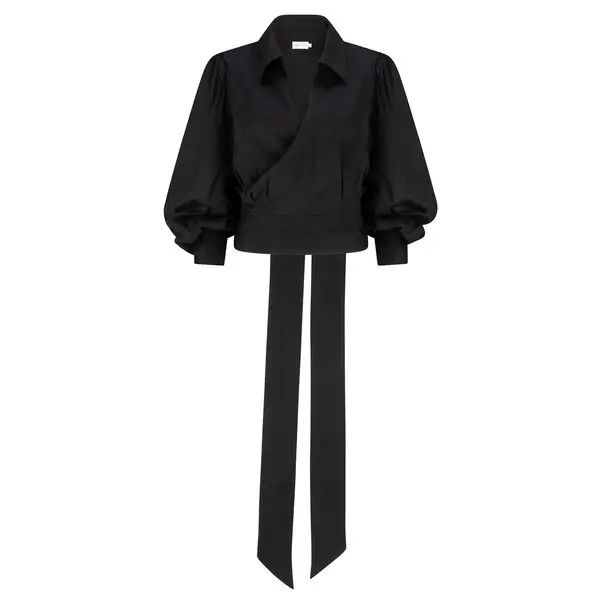 DREF Cosmo Wrap Top - Black