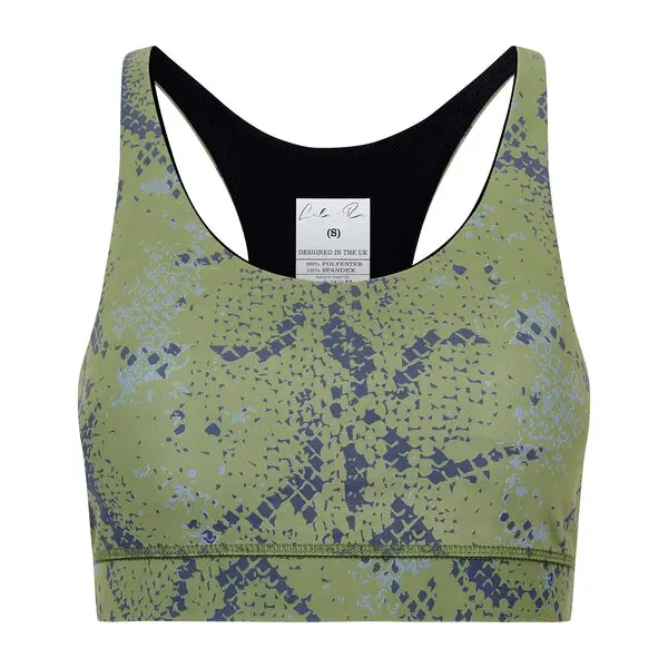 LULA-RU Sports Bra Olive Snake - Green