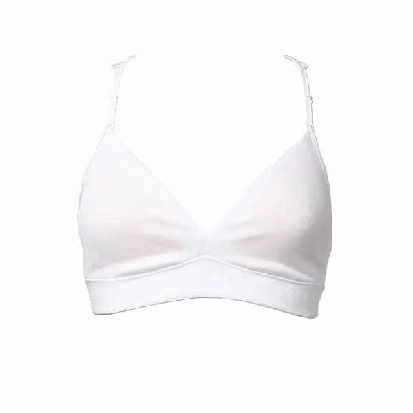 AROMATIQUE Wireless Cotton Bralette With Leavers Lace - White