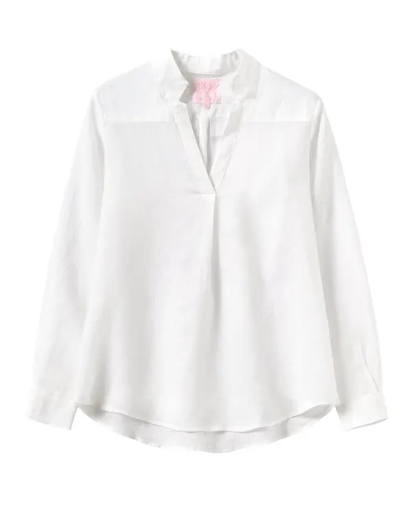 PINK HOUSE Linen Kim Shirt Plain - White