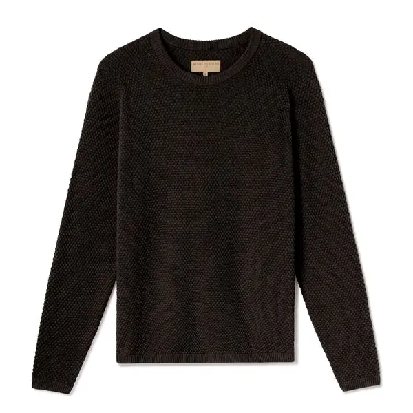 WESTON JON BOUCHER Ripley Crew Neck Cotton & Cashmere Sweater Slim Dark Earth - Black