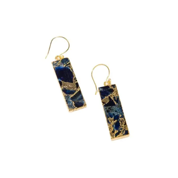 Saachi Gemstone Rectangle Mojave Navy Earrings - Blue