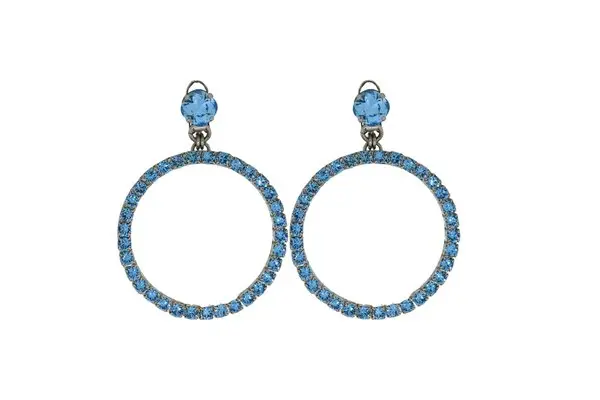 VICKISARGE The Medium Hoop Earrings In Platinum Pierced - Blue